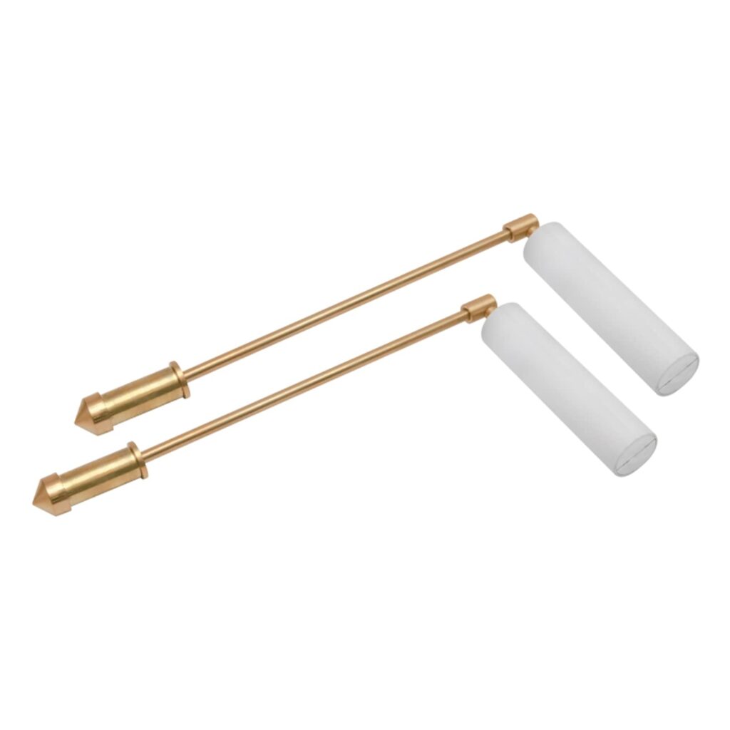Brass Dowsing L Rod with PVC Handle + Dowsing Board + Pendulum