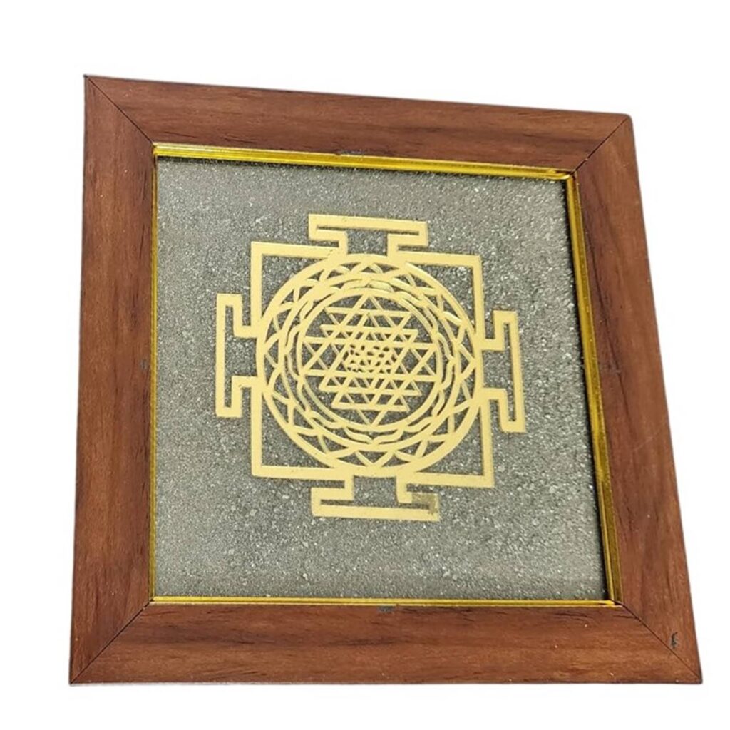 Shri Yantra on Pyrite Dust Frame (Size 6×6 inches)