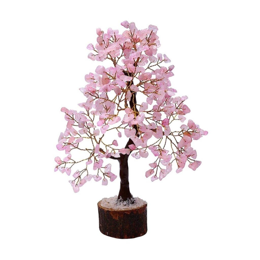 Original Rose Quartz Crystal Stones Tree- Energized